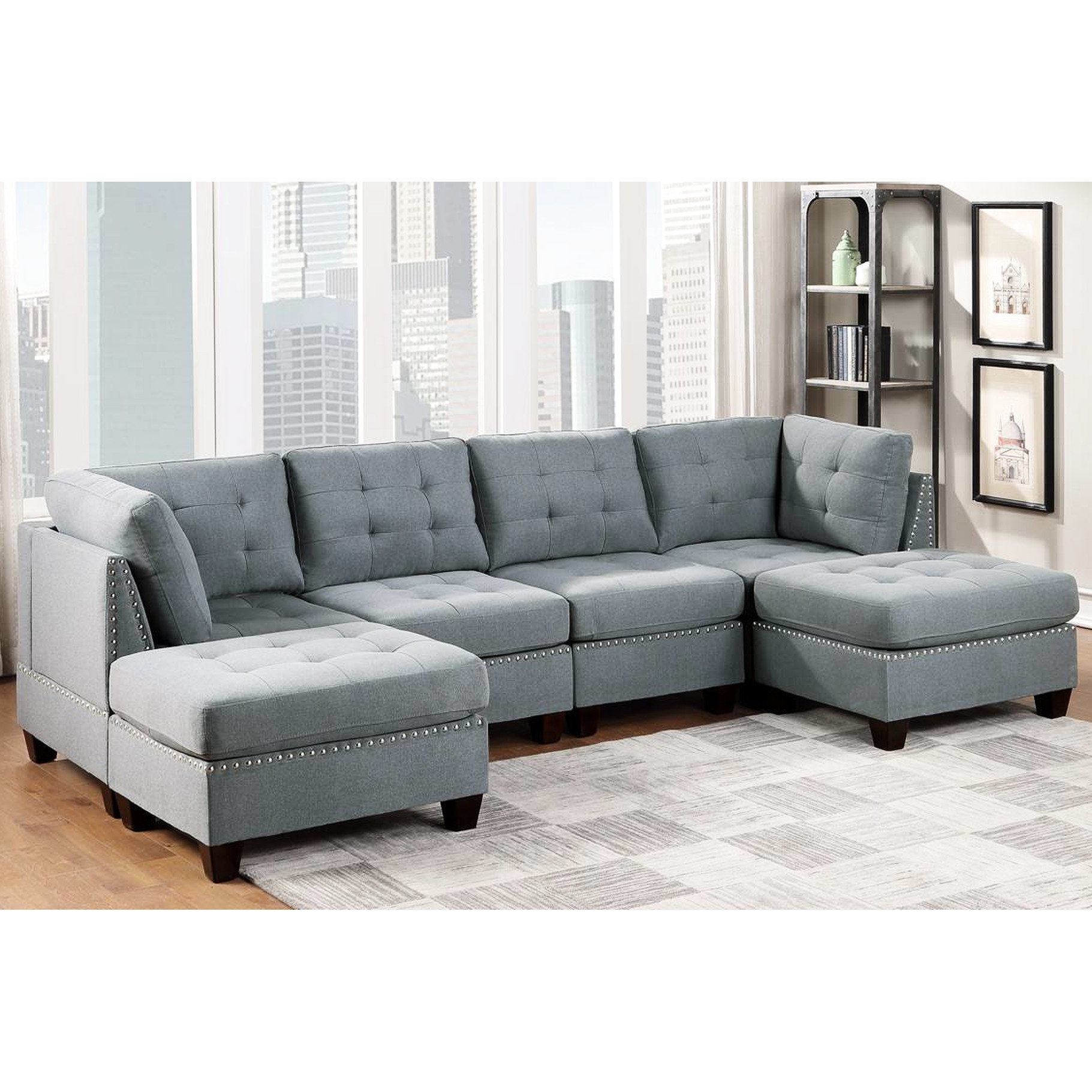 Lark Manor™ 6pc Modular Sectional For Living Room - Gray U-shaped Couch ...