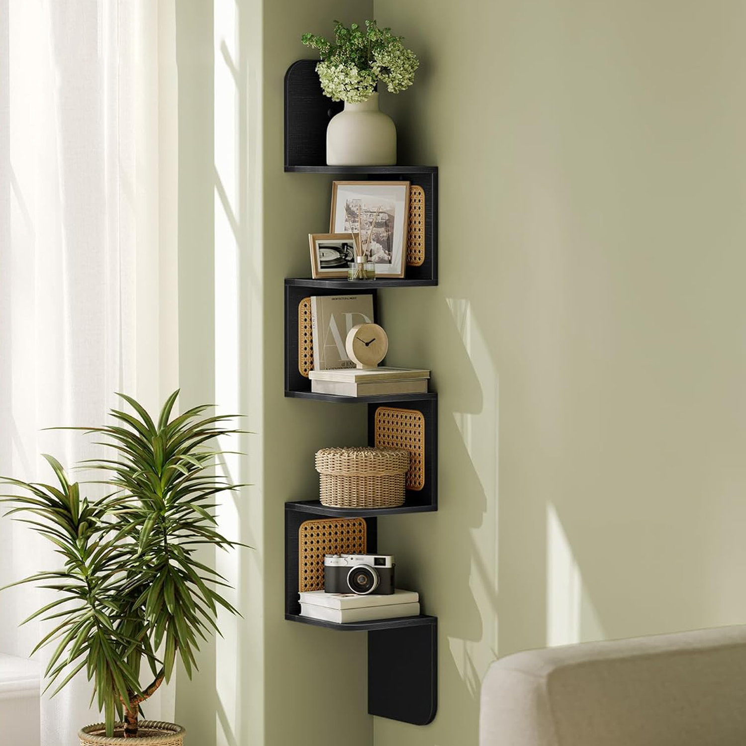 Bay Isle Home™ 5 layer corner shelf, wall hanging floating shelf, PVC ...