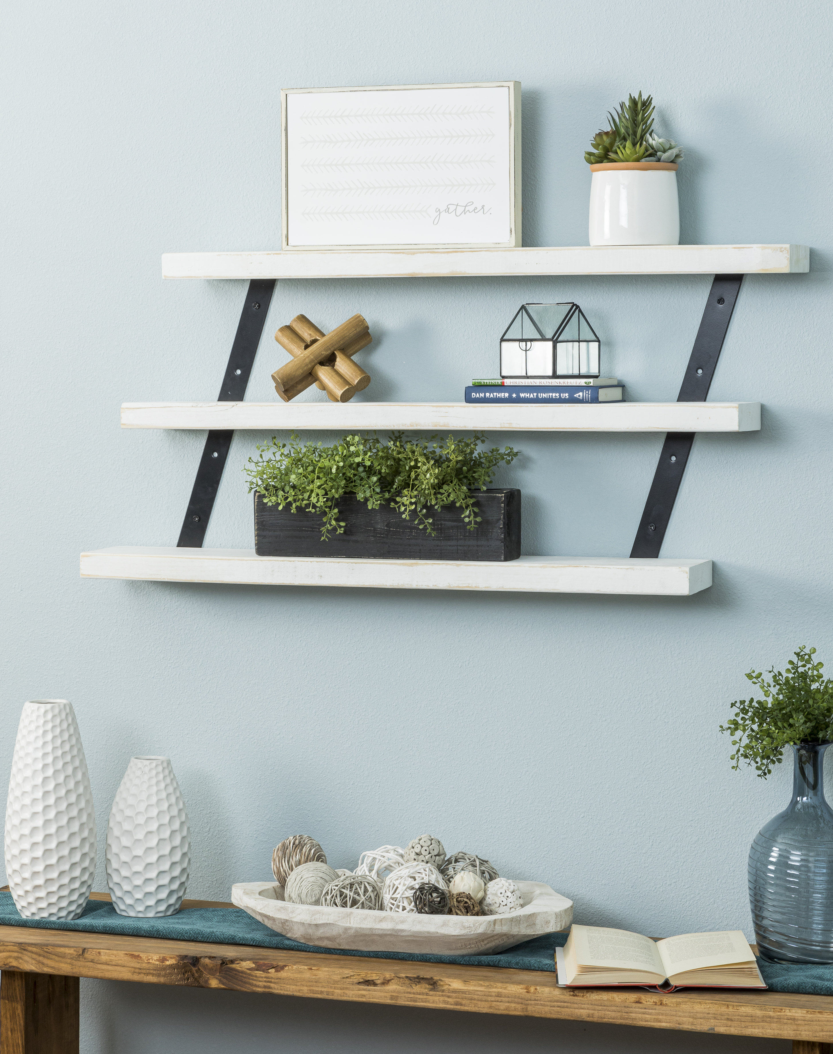 Birch Lane Serene 3 Piece Pine Solid Wood Tiered Shelf & Reviews ...