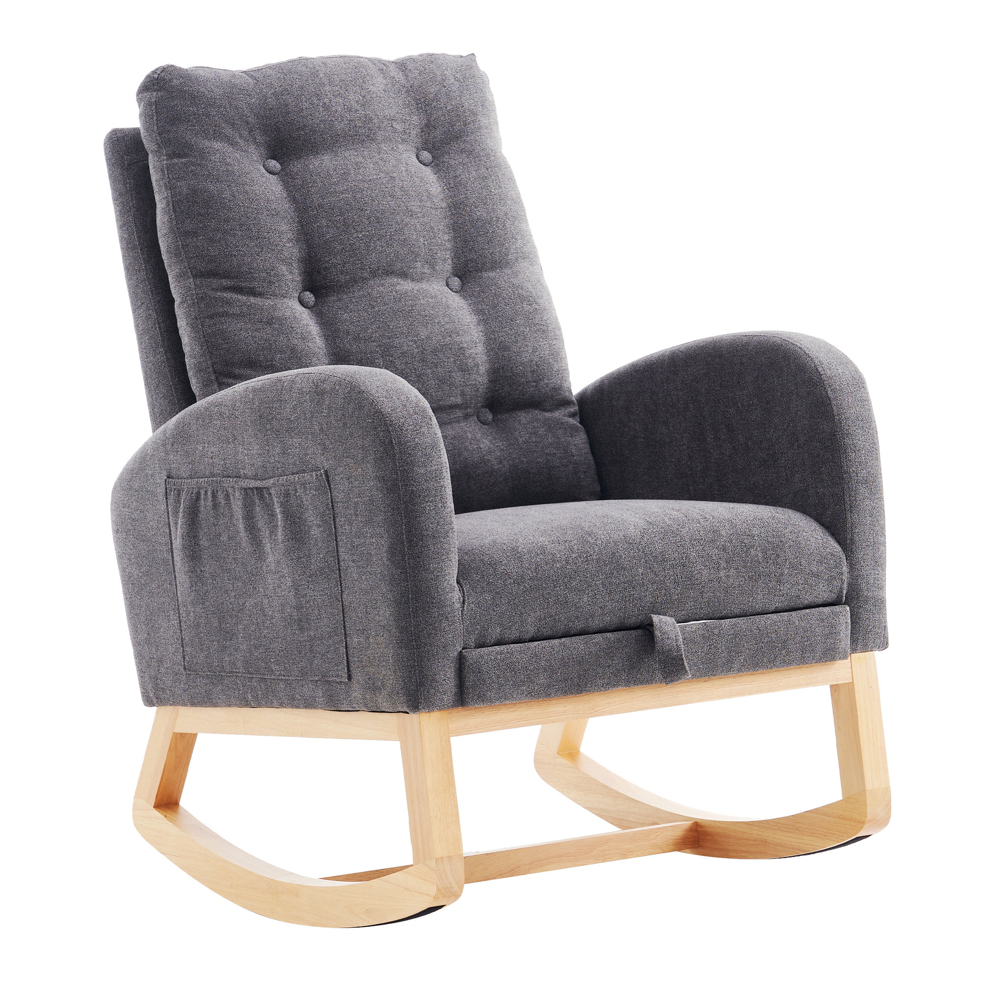 George Oliver Accent Rocking Chair with Footrest High Back Rubber Wood ...