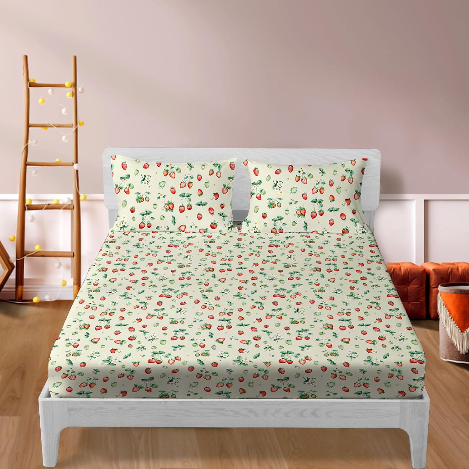 AMIPOR Strawberry Sheet Strawberry Bed Sheet Strawberry Bed Set Girl ...