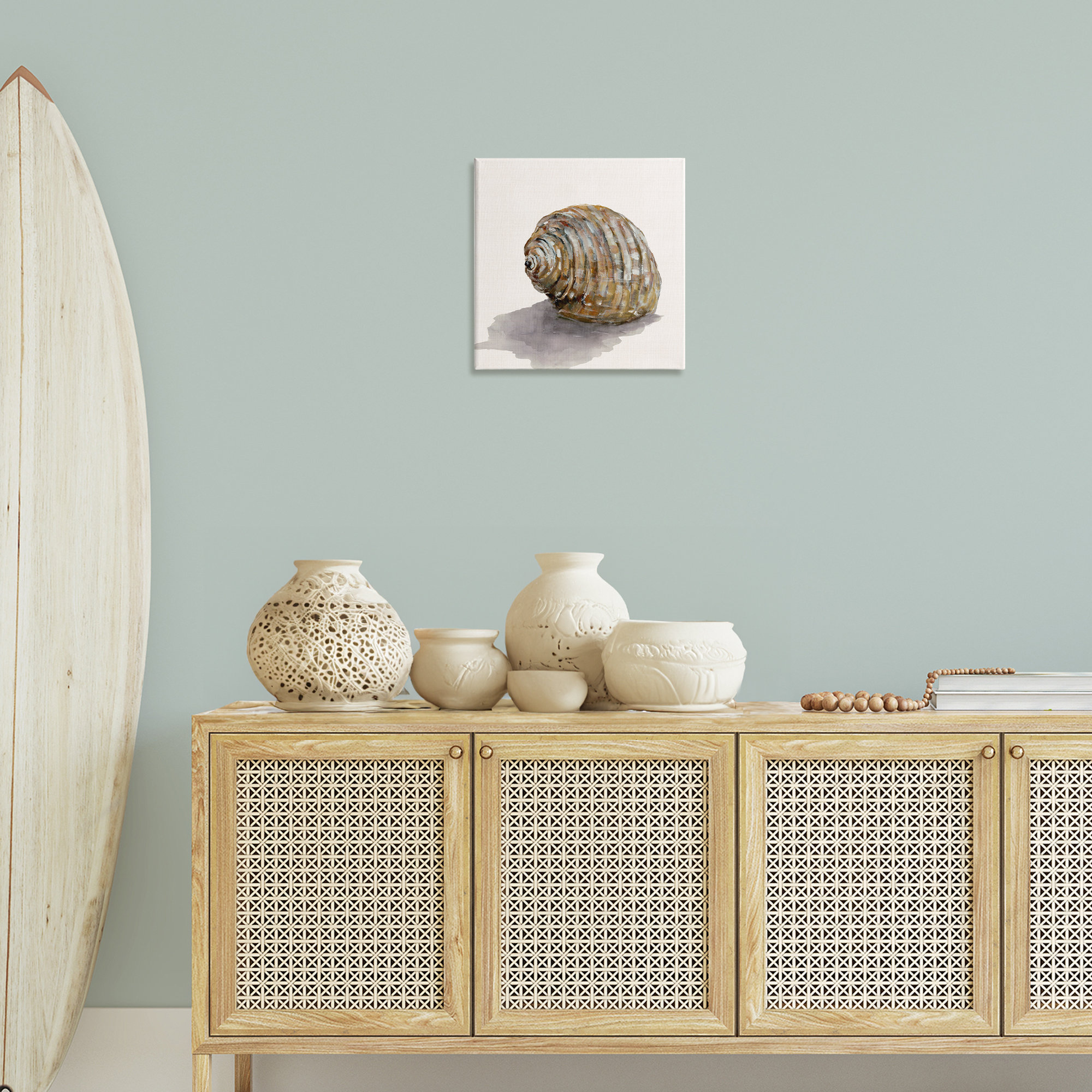 Highland Dunes Curved Seashell on Beige Canvas Wall Art by Jacob Q ...