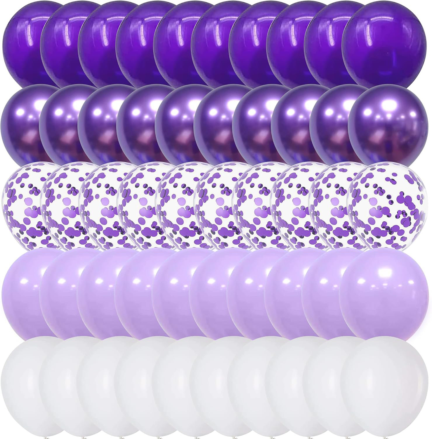 Tobran 60 Packs 12 Inch Balloons with Metallic Silver Confetti Latex ...