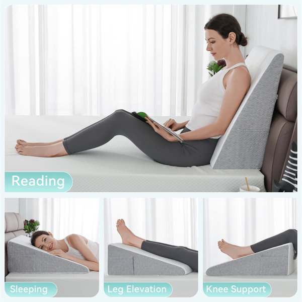 White Noise Bed Wedge Pillow For Sleeping, 8" 10" 12" Triangle Pillow ...