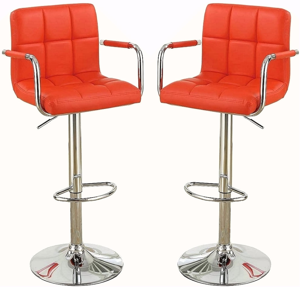 Brayden Studio® Faux Leather Bar Stool Counter Height Chairs Set Of 2 ...