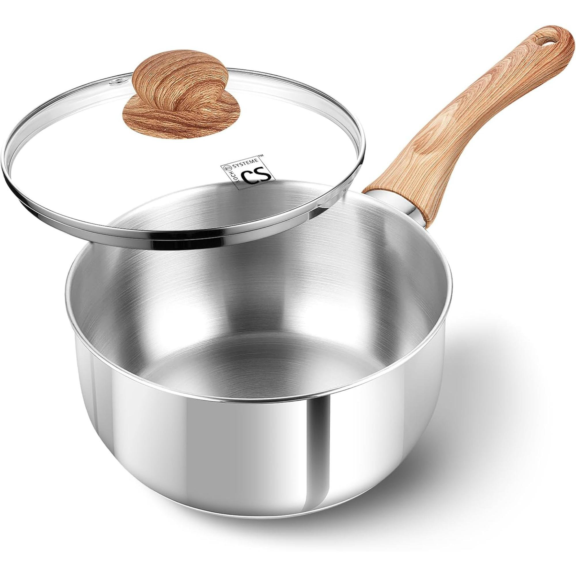 Textiles Hub Stainless Steel Saucepan 2 Quart Saucepan With Lid & Heat ...