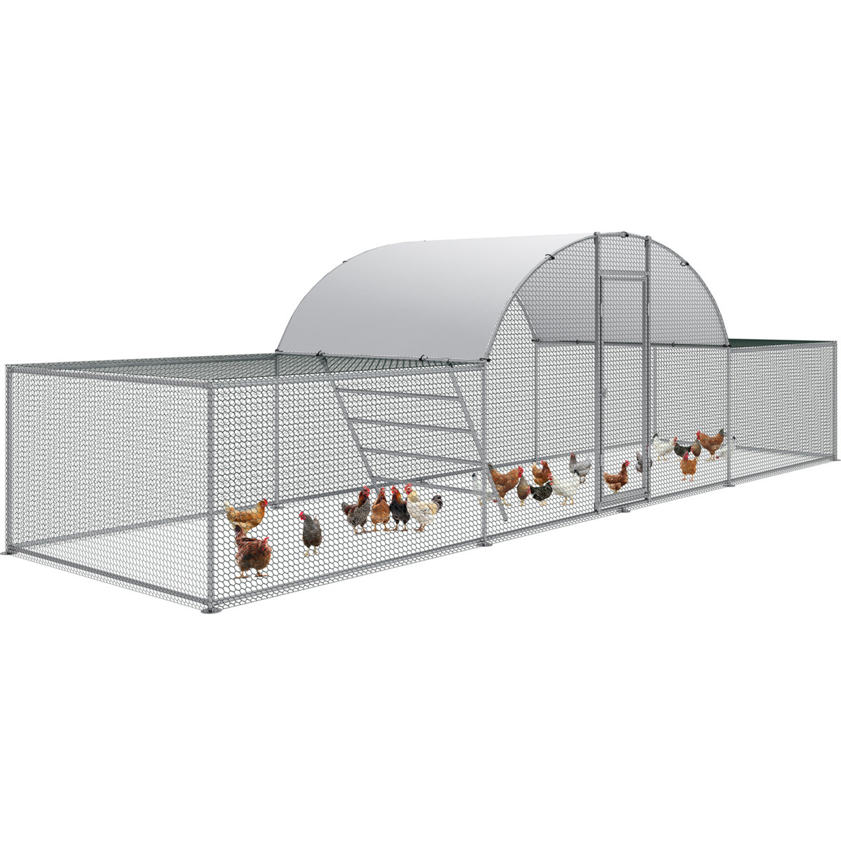 Latitude Run® Kempton 23ft Chicken Coop, Dome-roof Poultry Pen, Large ...