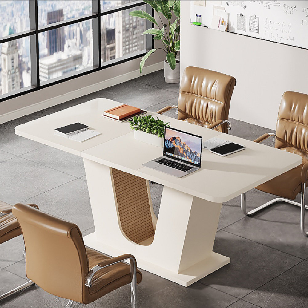 Wrought Studio™ 55" White Conference Table, Rectangle Small Meeting ...