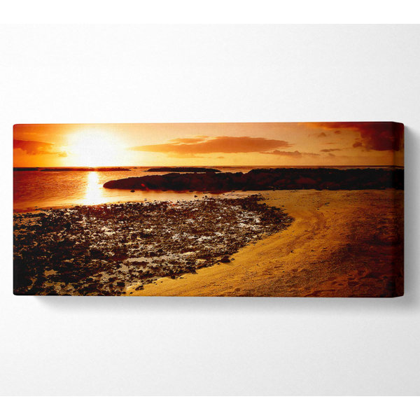 Highland Dunes Ochre Ocean Sunset - Wrapped Canvas Art Prints | Wayfair ...