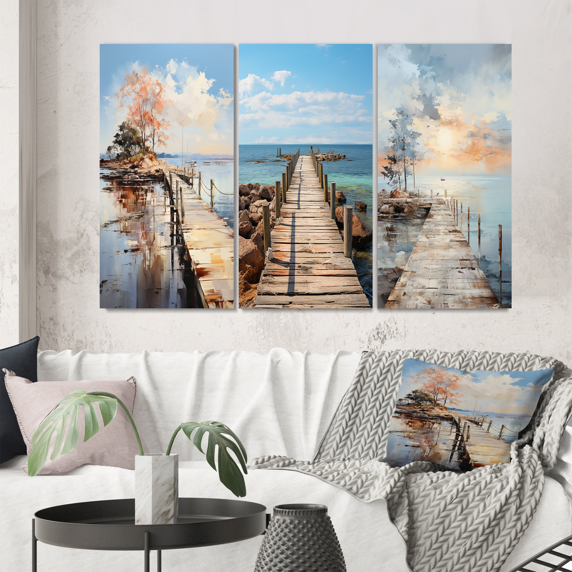 Dovecove Pier And Dock Seaside - Nautical & Beach Art Set Of 3 Pieces ...