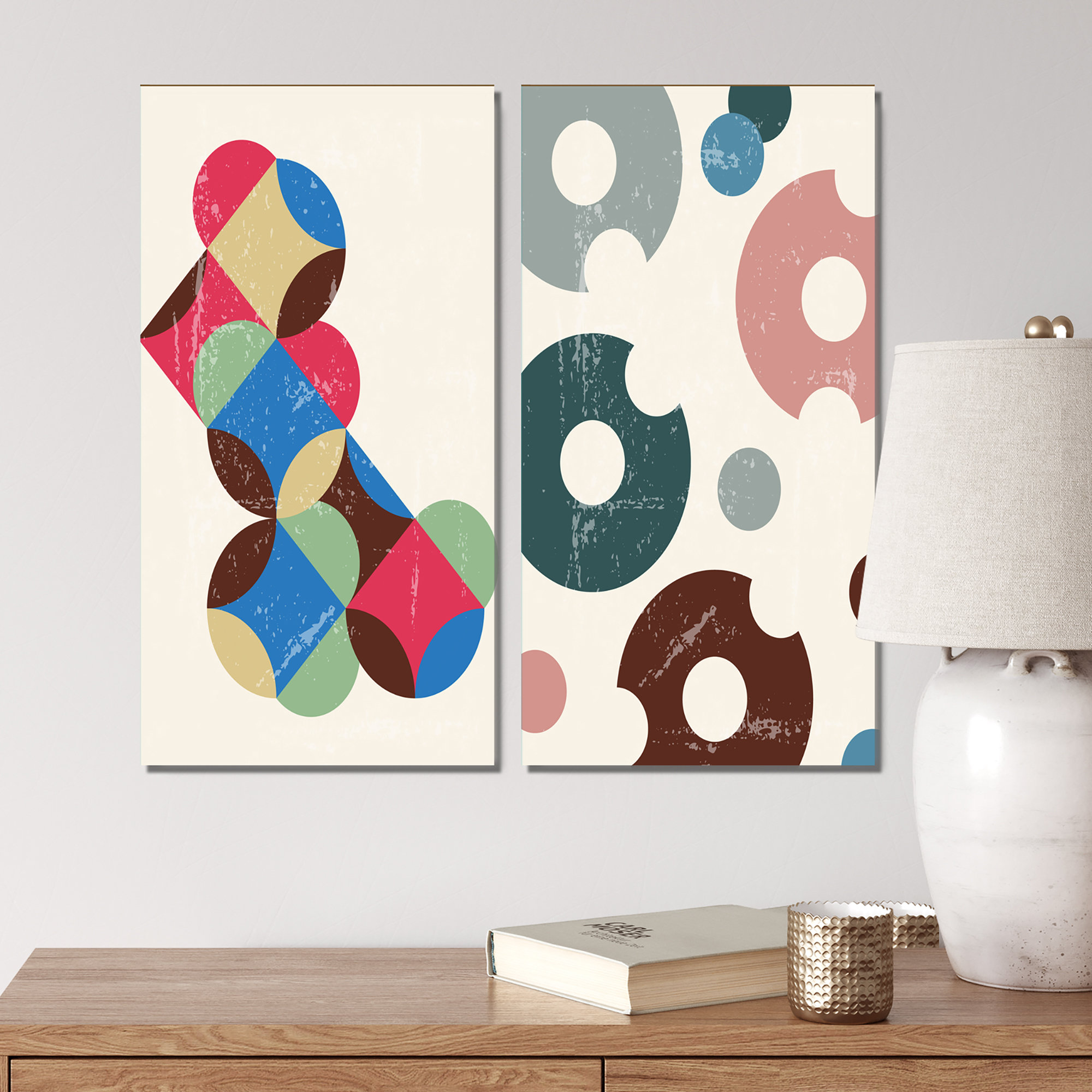 George Oliver Abstract Primitive Shapes in Retro Colors II - 2 Piece ...
