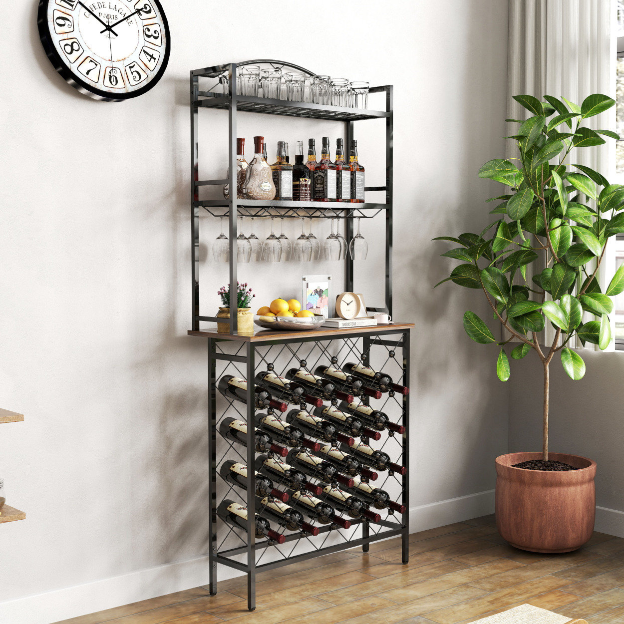 Trent Austin Design Modern Wine Rack Bar Table, 3-Tier Liquor Bottle ...