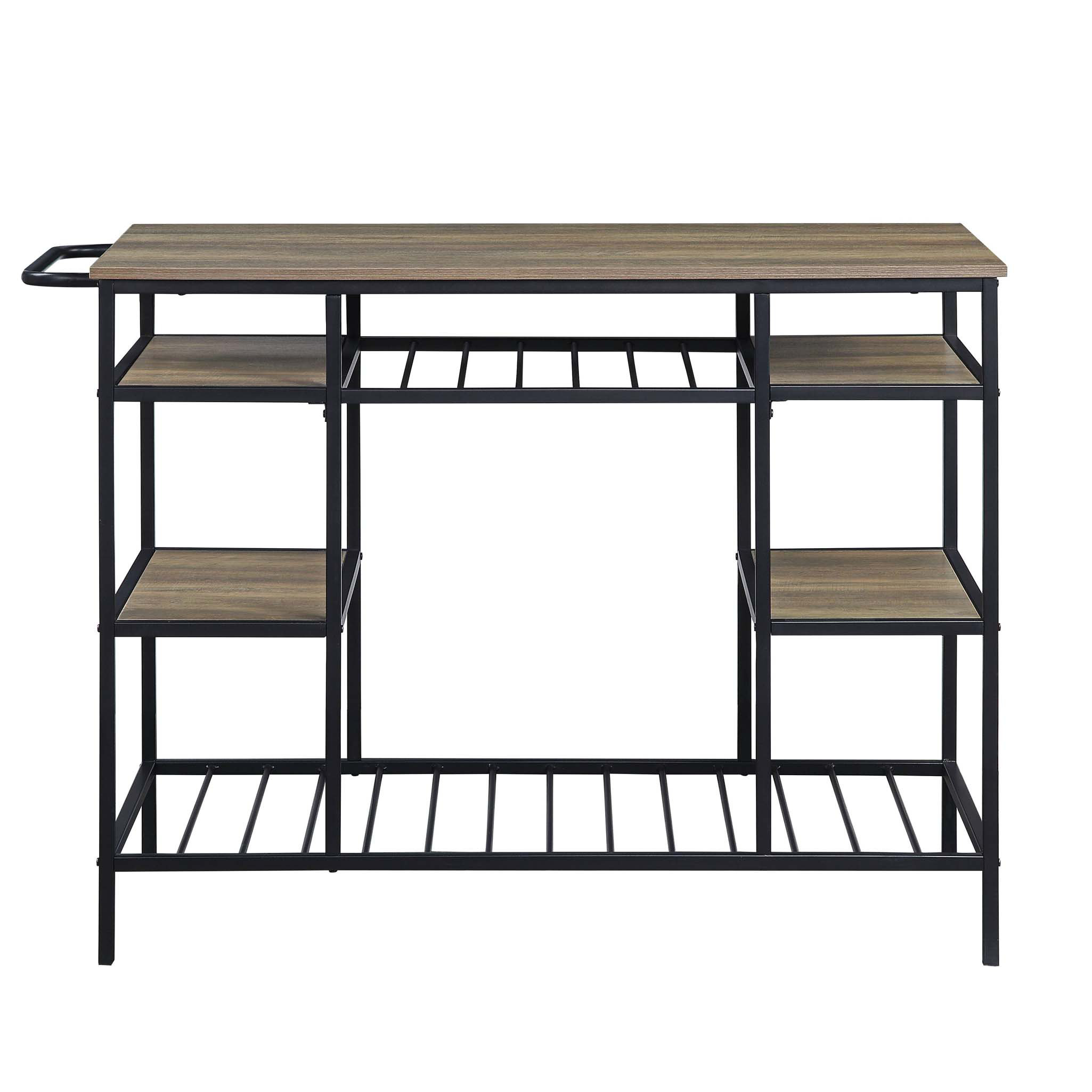 17 Stories Lona Rustic Oak & Black Finish Kitchen Island | Wayfair