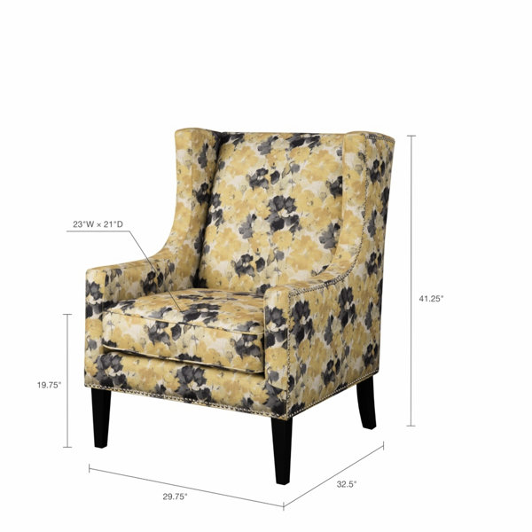 Red Barrel Studio Wing Chair Featuring Winged Arms, Birch Legs ...