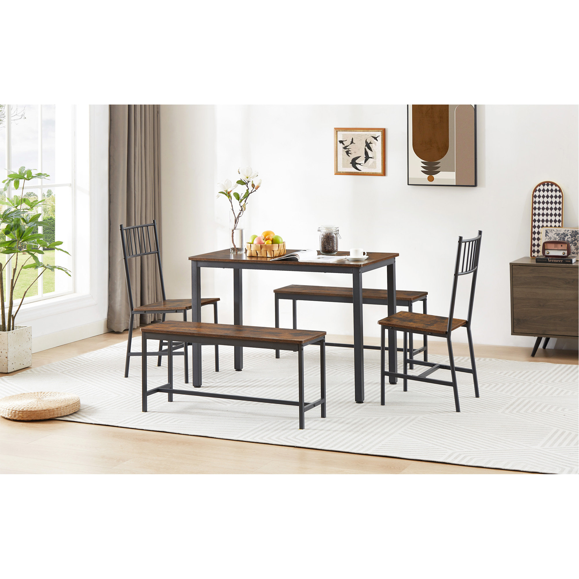 17 Stories Industrial Style Dining Table Set With Durable Particleboard ...