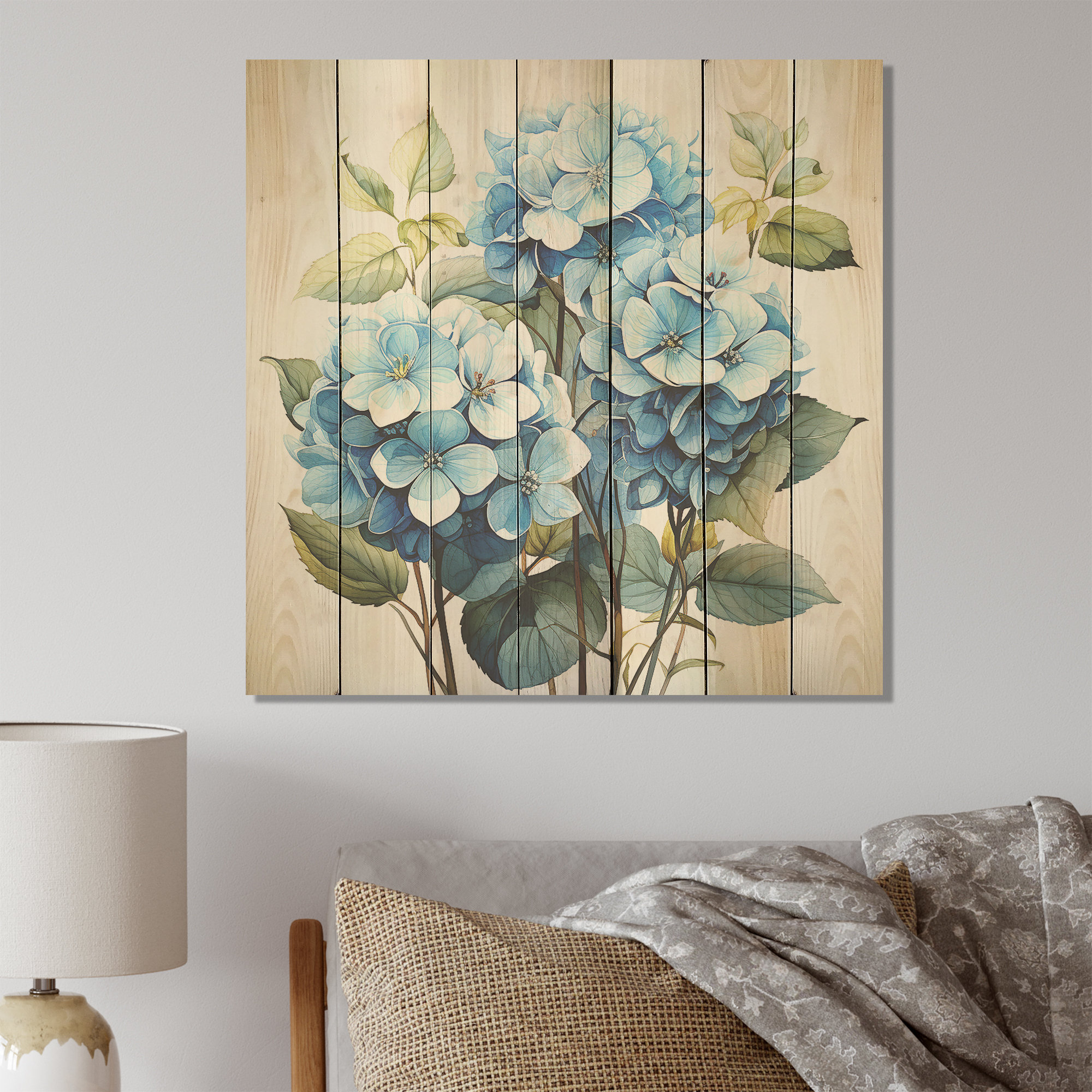 Winston Porter Blue Hydrangea Flower Elegance II - Hydrangea On Wood ...