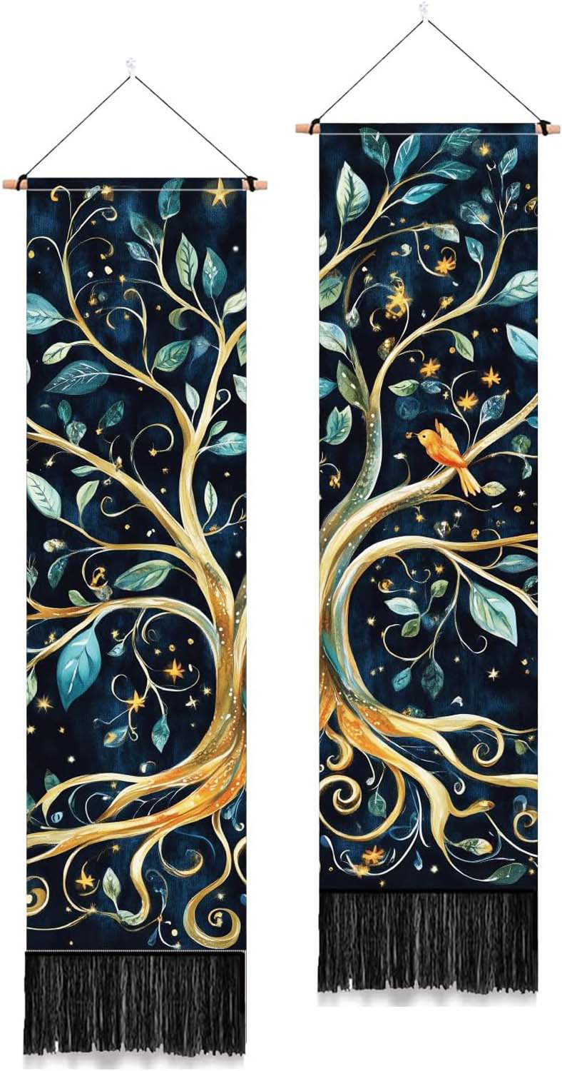 Dakota Fields 2 Pack Tree Of Life Long Tapestry Vertical Leaves Birds ...