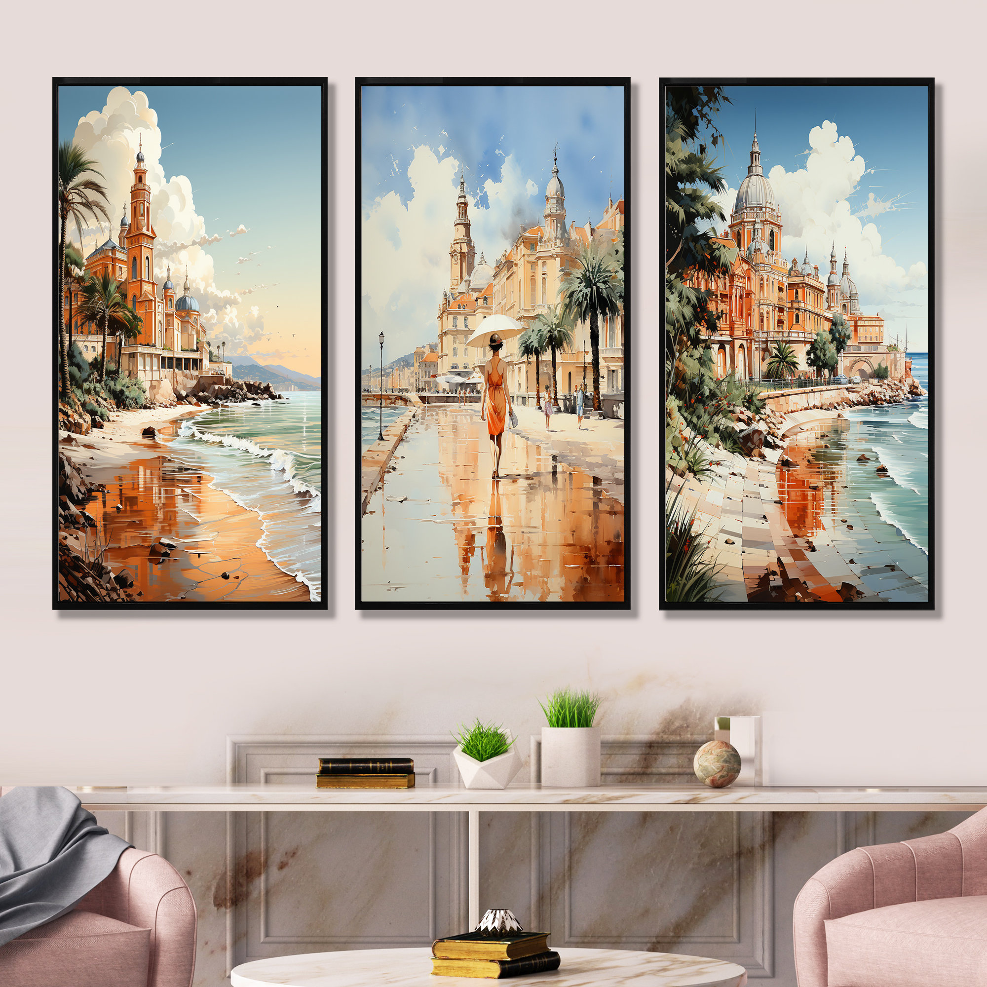 Beachcrest Home™ City Of Nice Nostalgia - France Wall Art Prints Set Of ...
