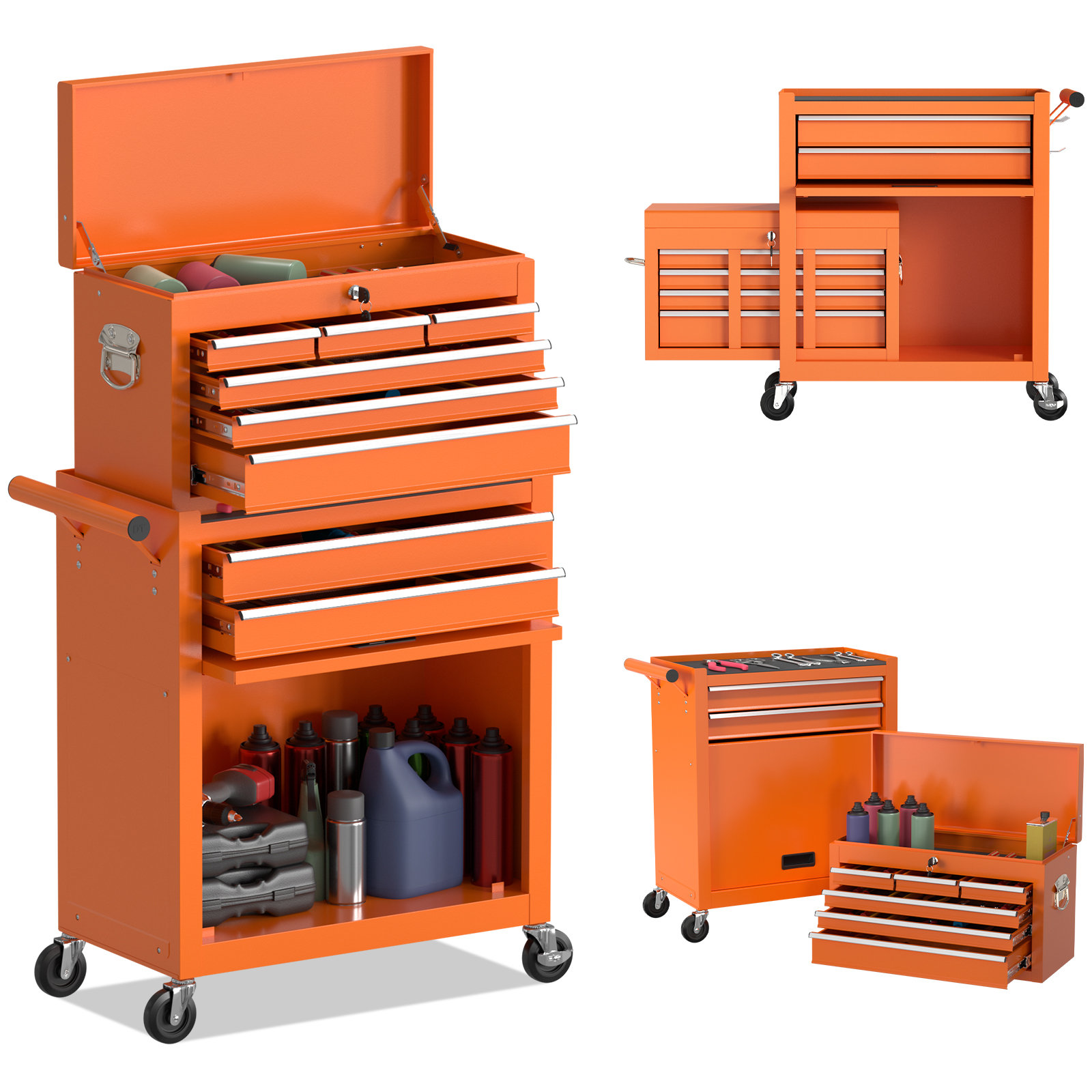 17 Stories 2 In 1 Tool Chest, 8 Drawers Rolling Tool Chest, Upgrade ...