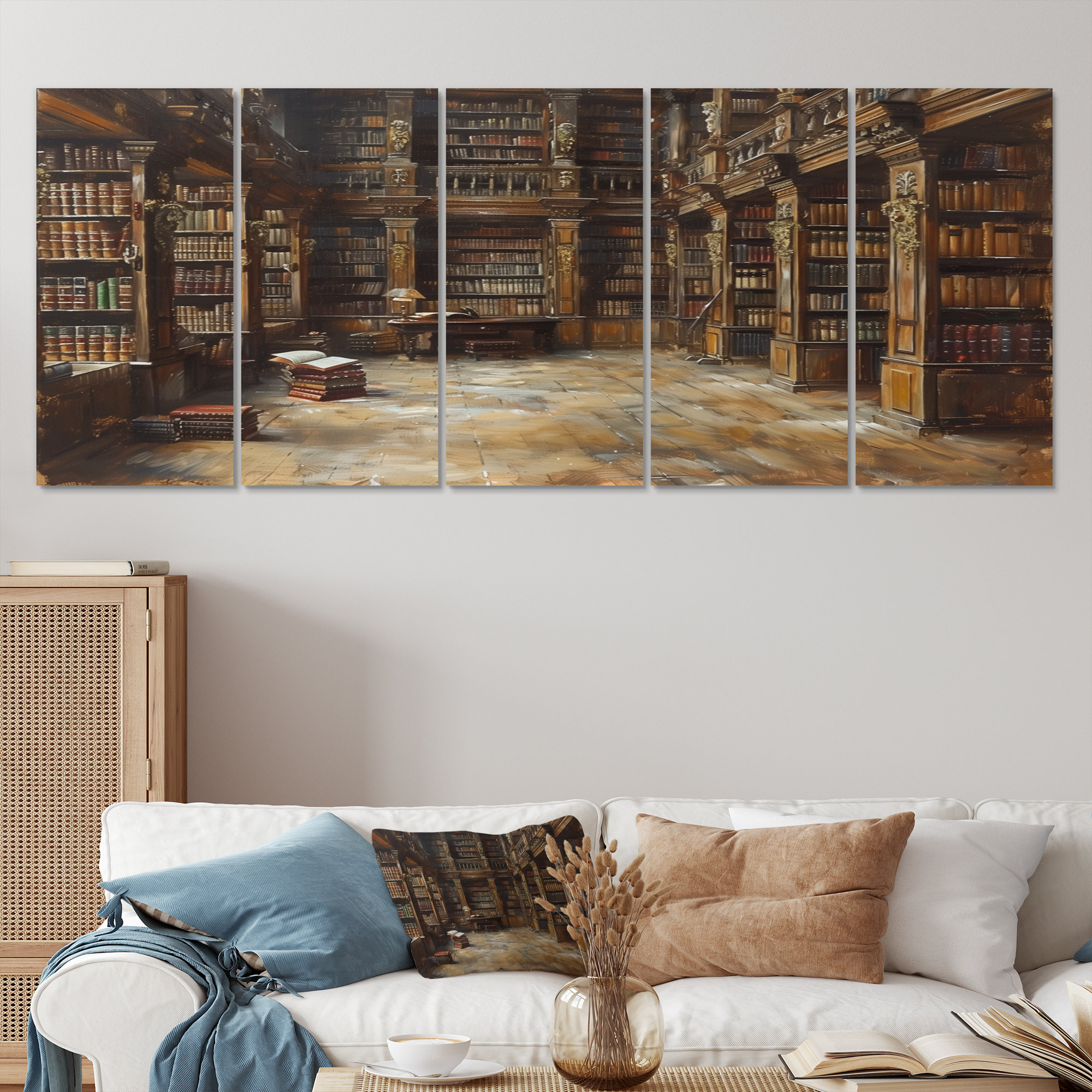 Winston Porter Brown Beige Vintage Library Books II - Libraries Wall ...