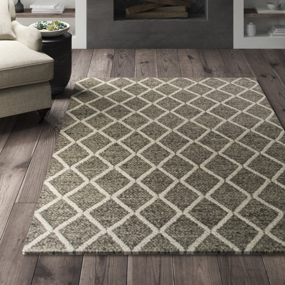 Latitude Run® Dark Grey Hand Woven Diamond Pattern Indoor Area Rug ...