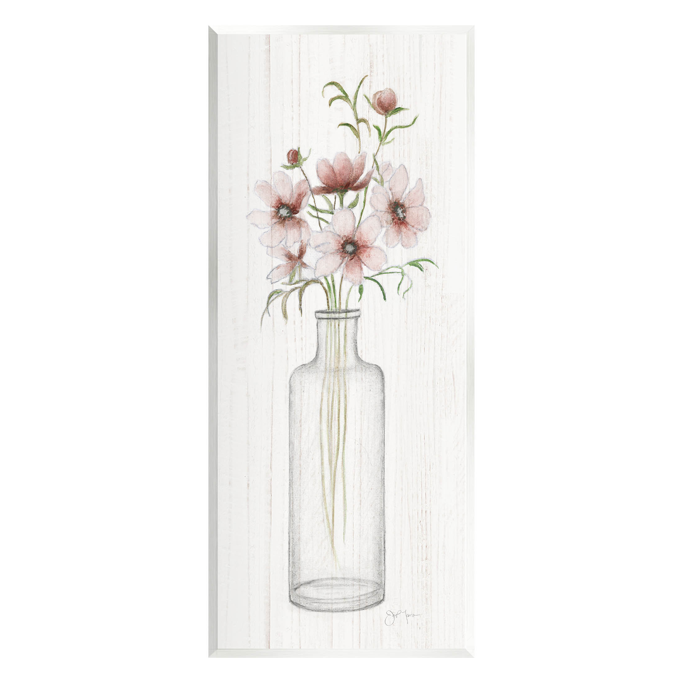 Winston Porter Pink Flower Blossoms Vase Wall Plaque Art By Janet Tava ...