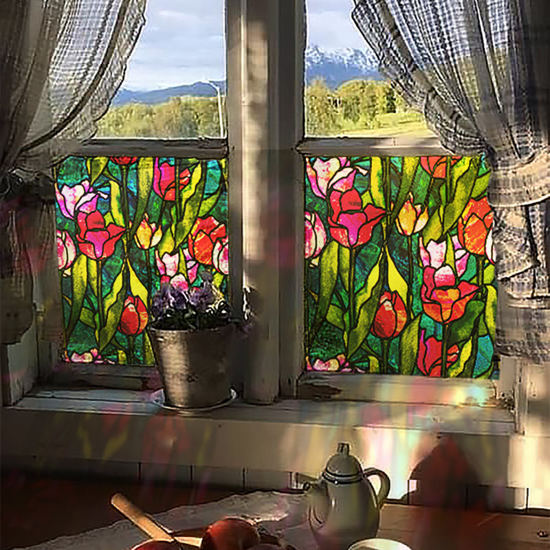 Winston Porter Red Tulip Static Cling Window Decal | Wayfair