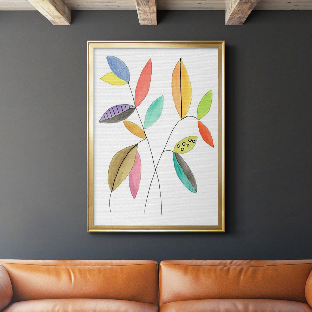 Wexford Home Colour Pop Leaves IV Premium Framed Print - Ready To Hang ...