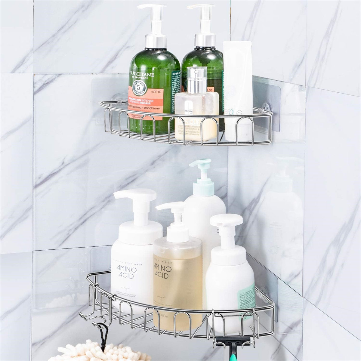 Rebrilliant Kazim Adhesive Mount Stainless Steel Shower Caddy | Wayfair