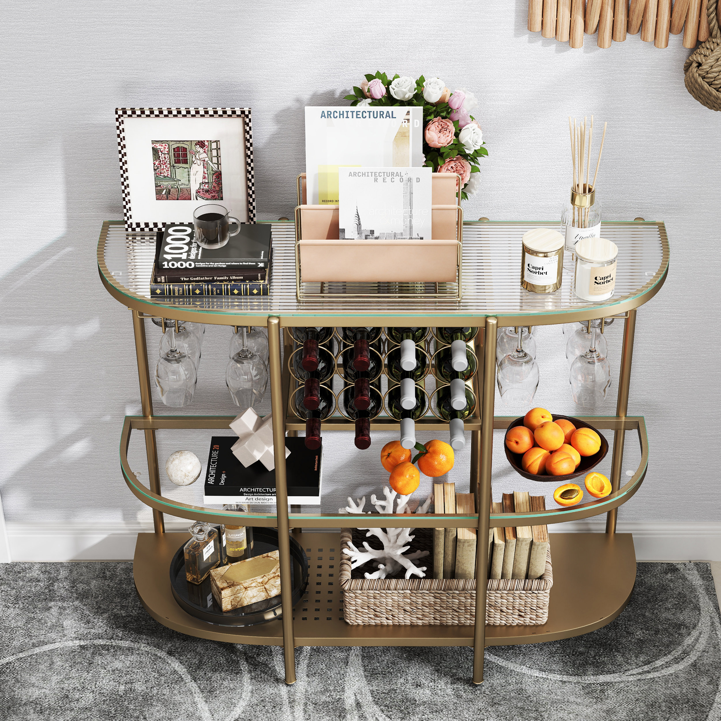 Willa Arlo™ Interiors Itasca Metal Wine Bar Stand with 4-Tier Storage ...