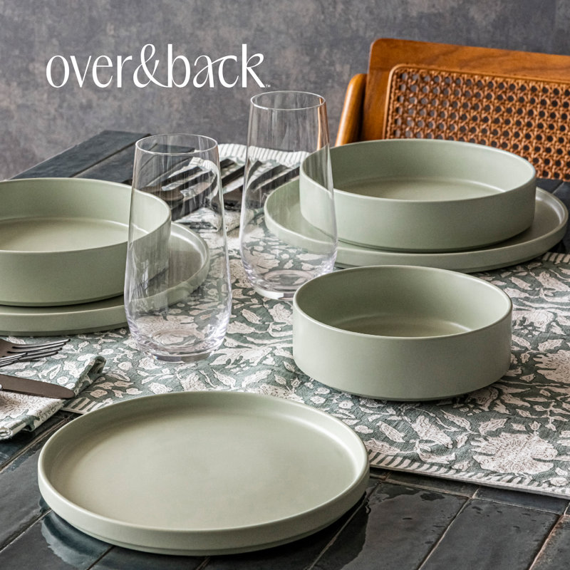 over&back Stackable Semi Hand-Finished Stoneware Dinner Bowls, Set of 4 ...
