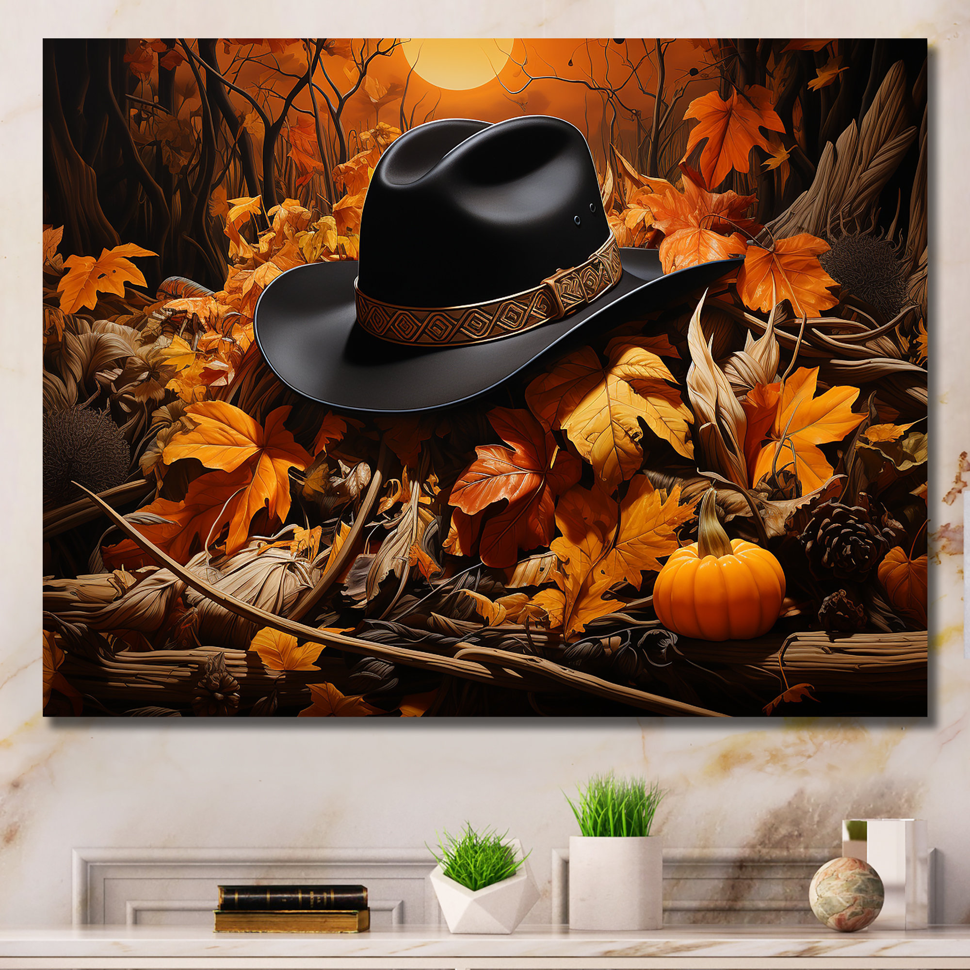 Winston Porter Autumn Cowboy Hat II - Cowboys Wall Art | Wayfair