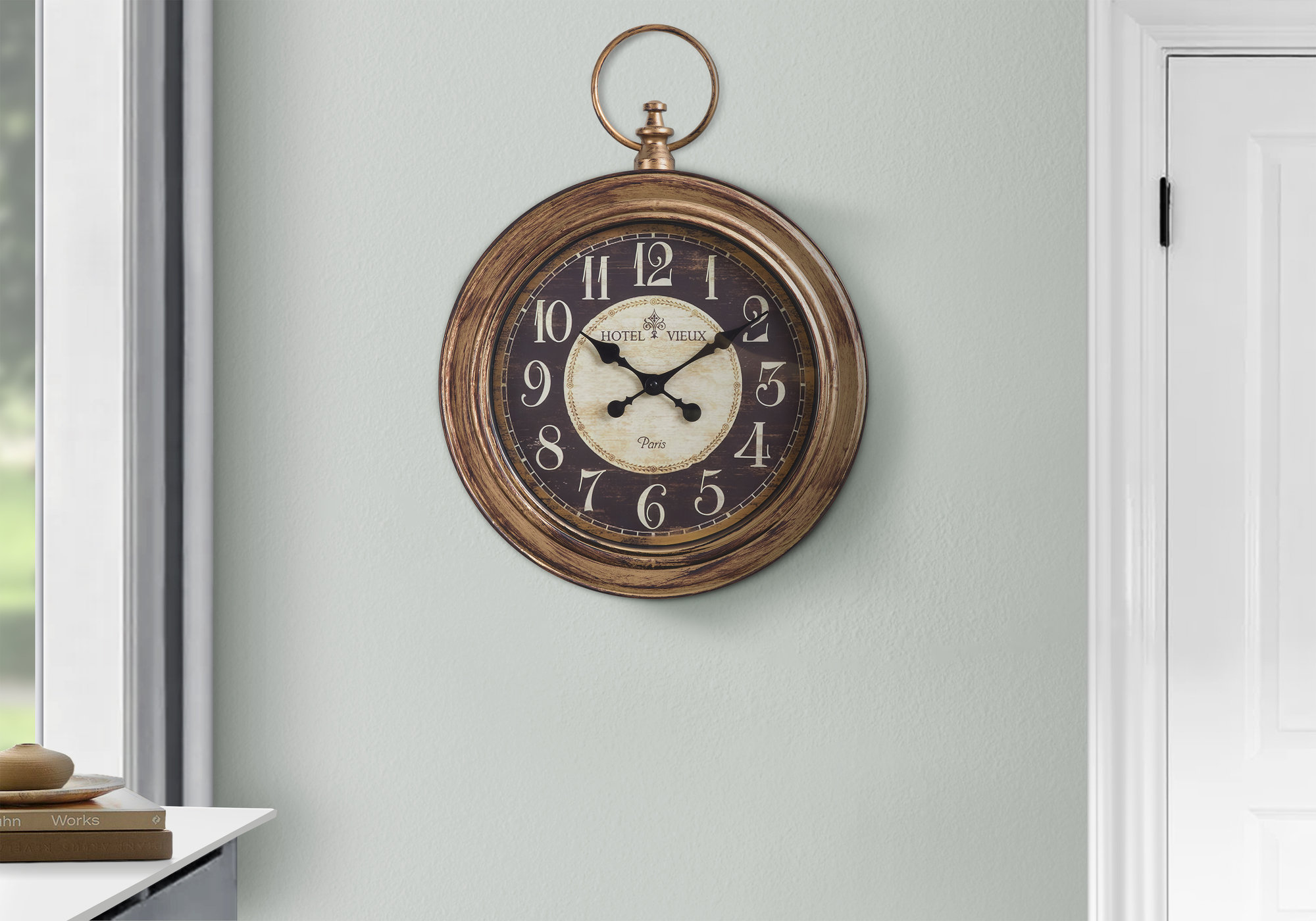 Fleur De Lis Living Clocks, 18" Round, Wall Clock, Antique Brown ...