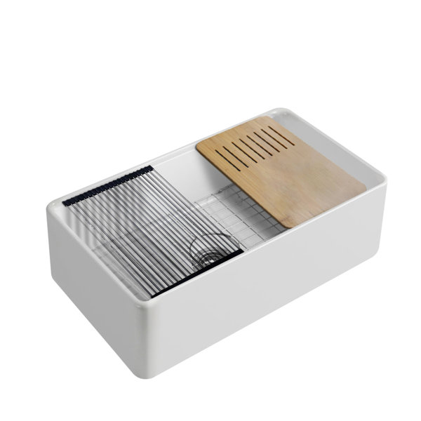 Prep & Savour Dimka 32.9'' L Undermount Single Bowl Ceramic Kitchen ...