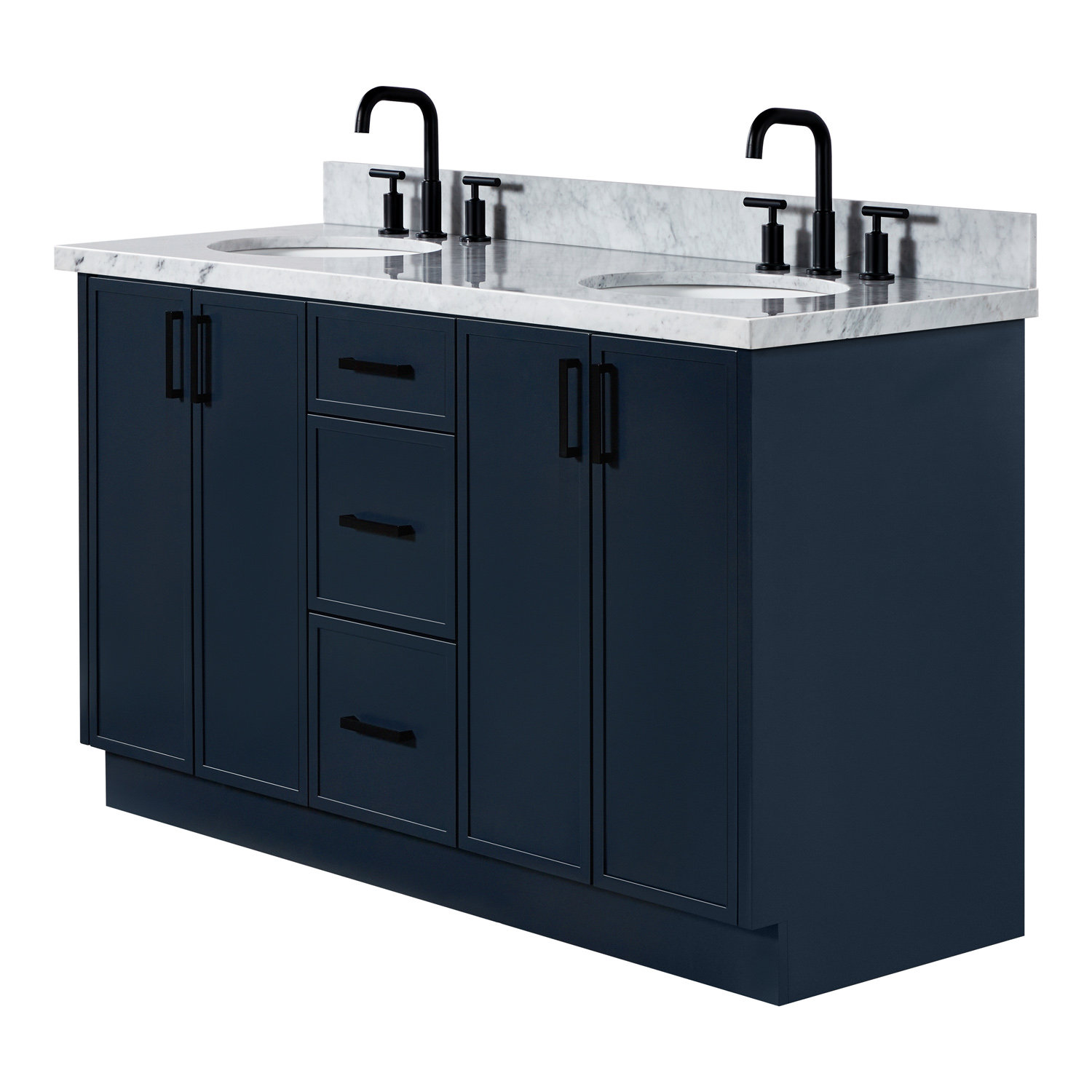 Ariel Bath Ariel Kellie 61 Inch Double Oval Sink Bathroom Vanity With ...