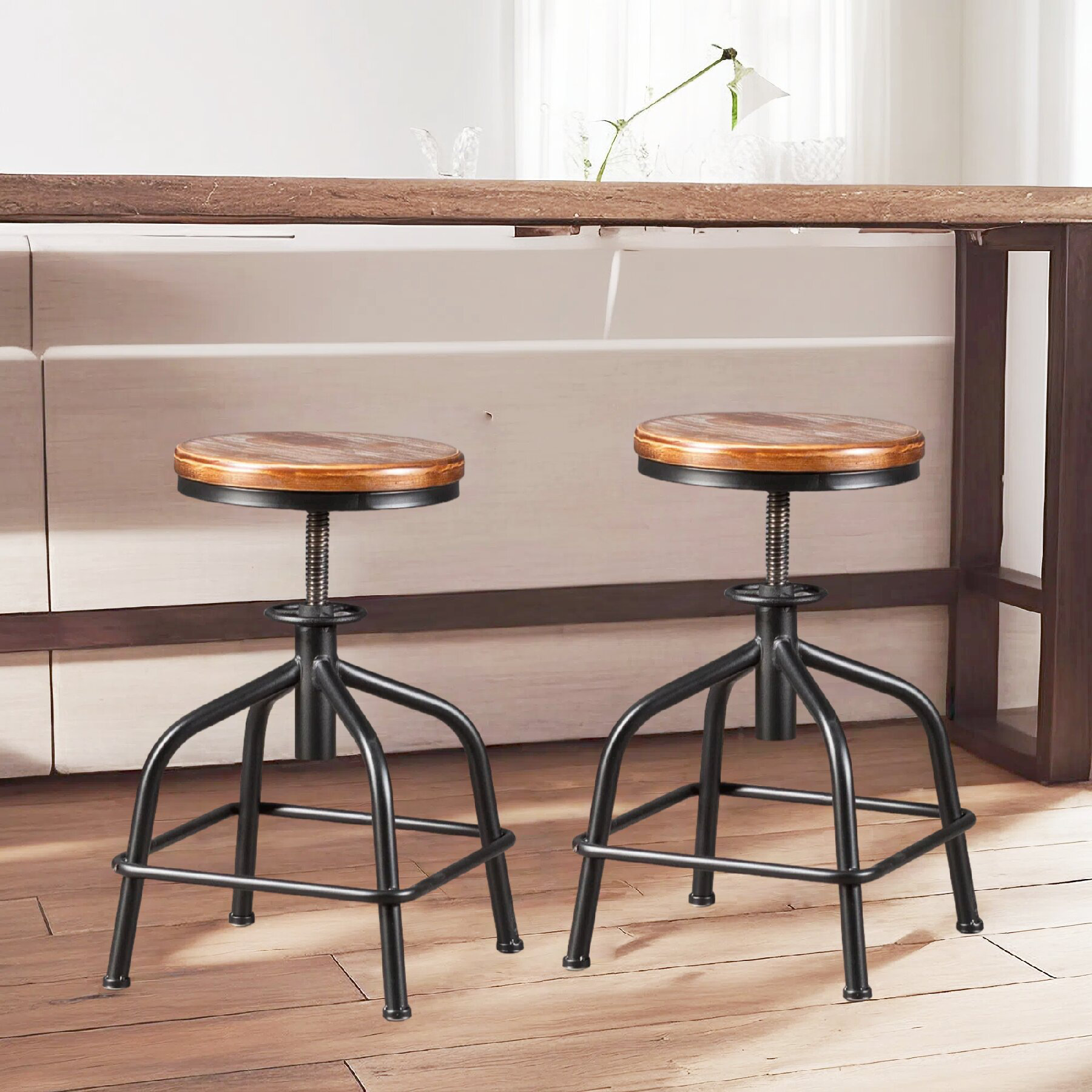 17 Stories Farmhouse Bar Stools-Industrial Dining Chairs For Kitchen ...