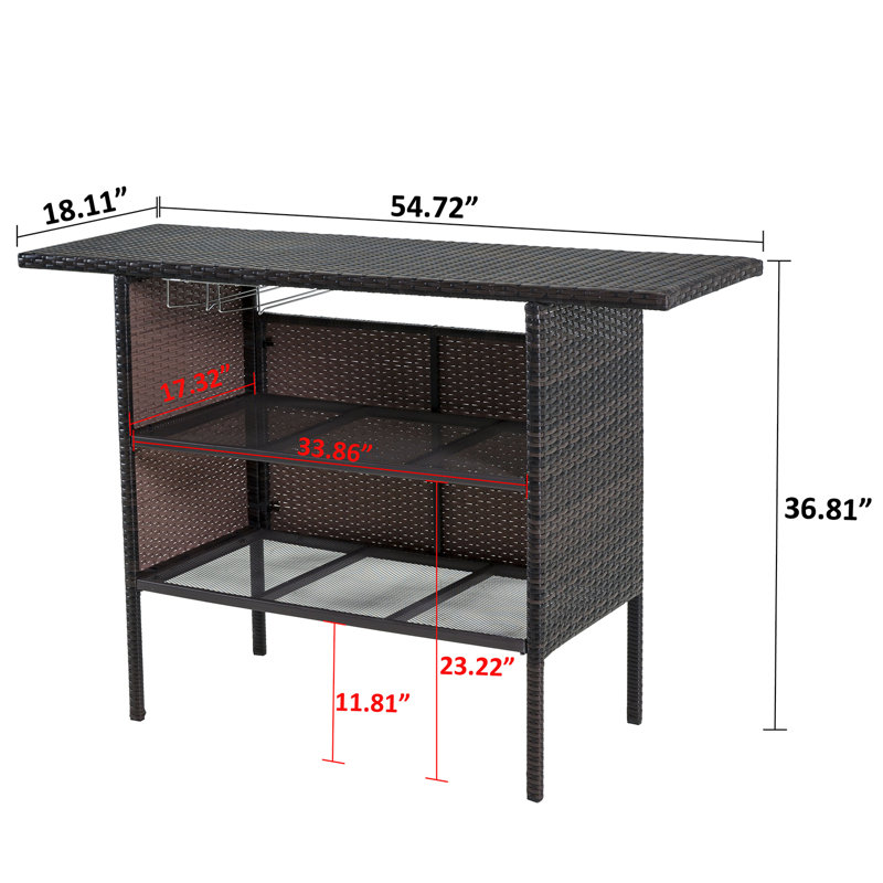 Mercury Row® Antigo Rectangular Wicker/Rattan Outdoor Bar Counter Table ...