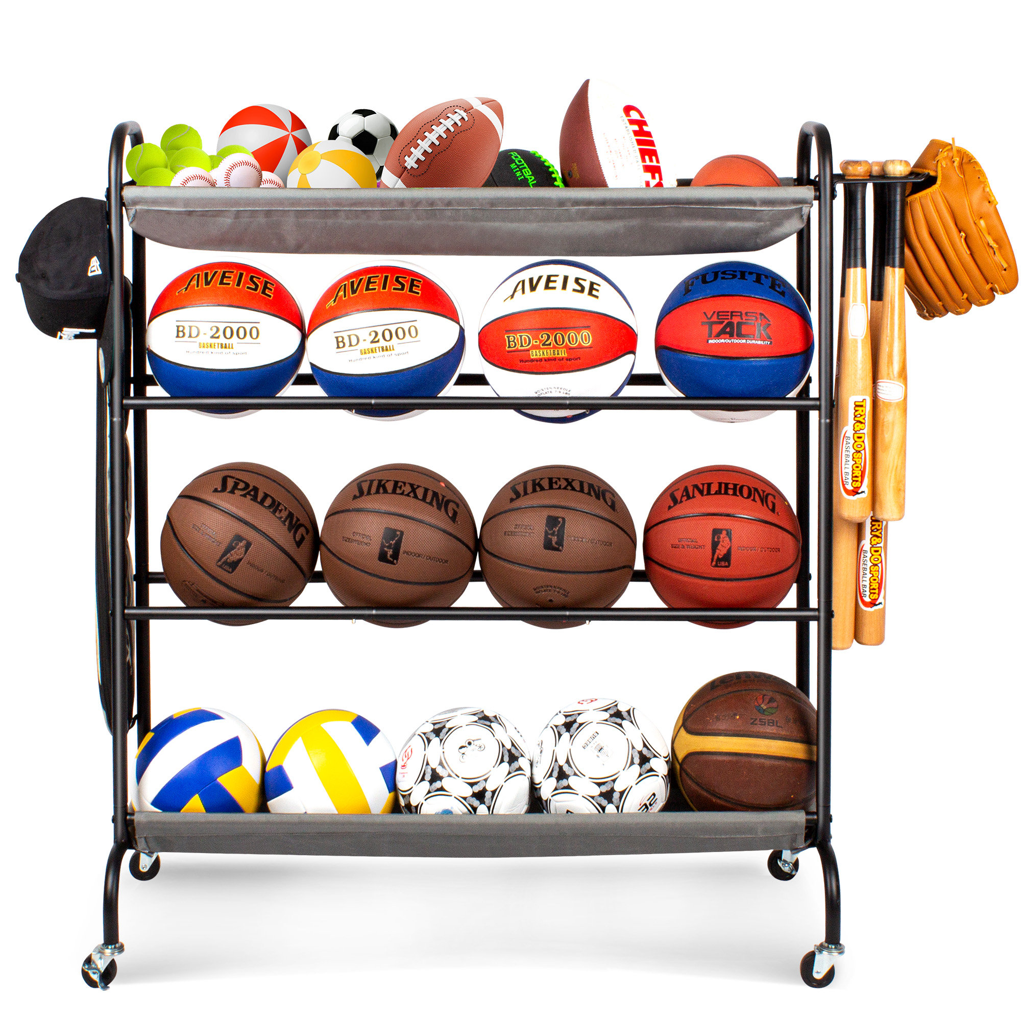 WFX Utility™ Westervelt Freestanding Basketball Rack, Garage Ball ...