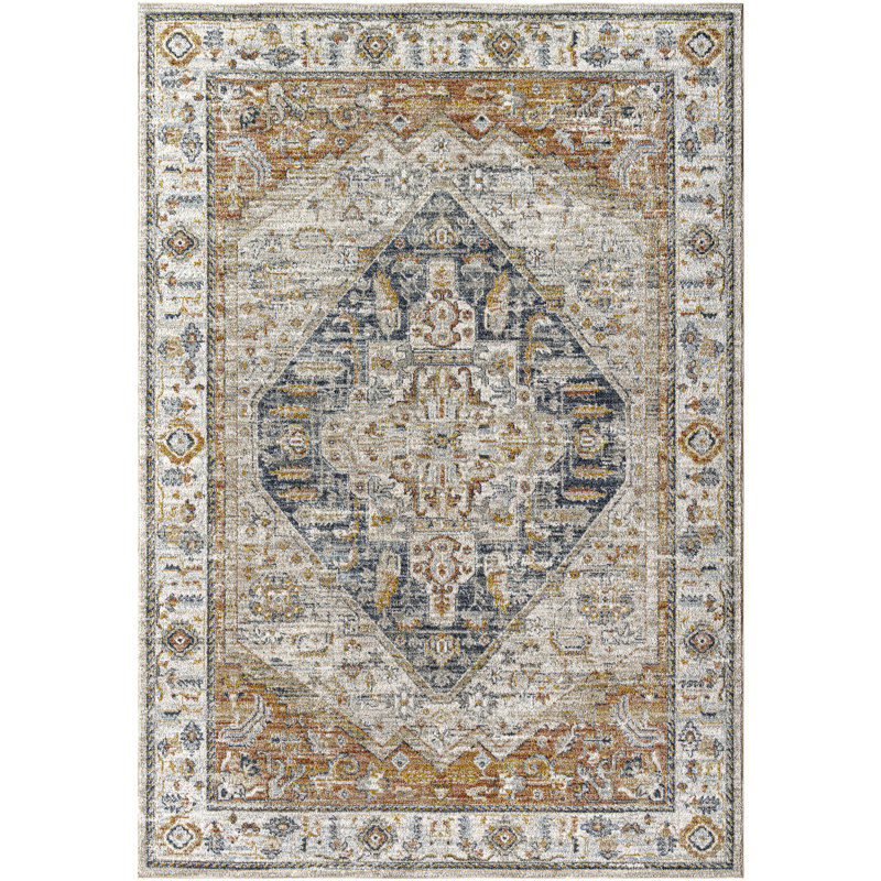 Bungalow Rose Quion Rust/Charcoal Area Rug & Reviews | Wayfair