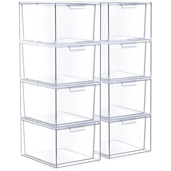 Sorbus 8 Pack Clear Stackable Acrylic Kitchen and Bathroom Drawer ...