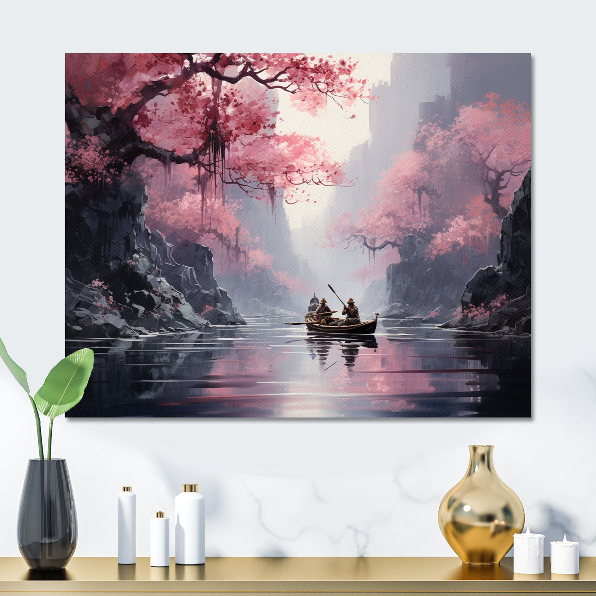 Millwood Pines Pink Vietnam Tam Coc River Boat II - Vietnam Metal Wall ...