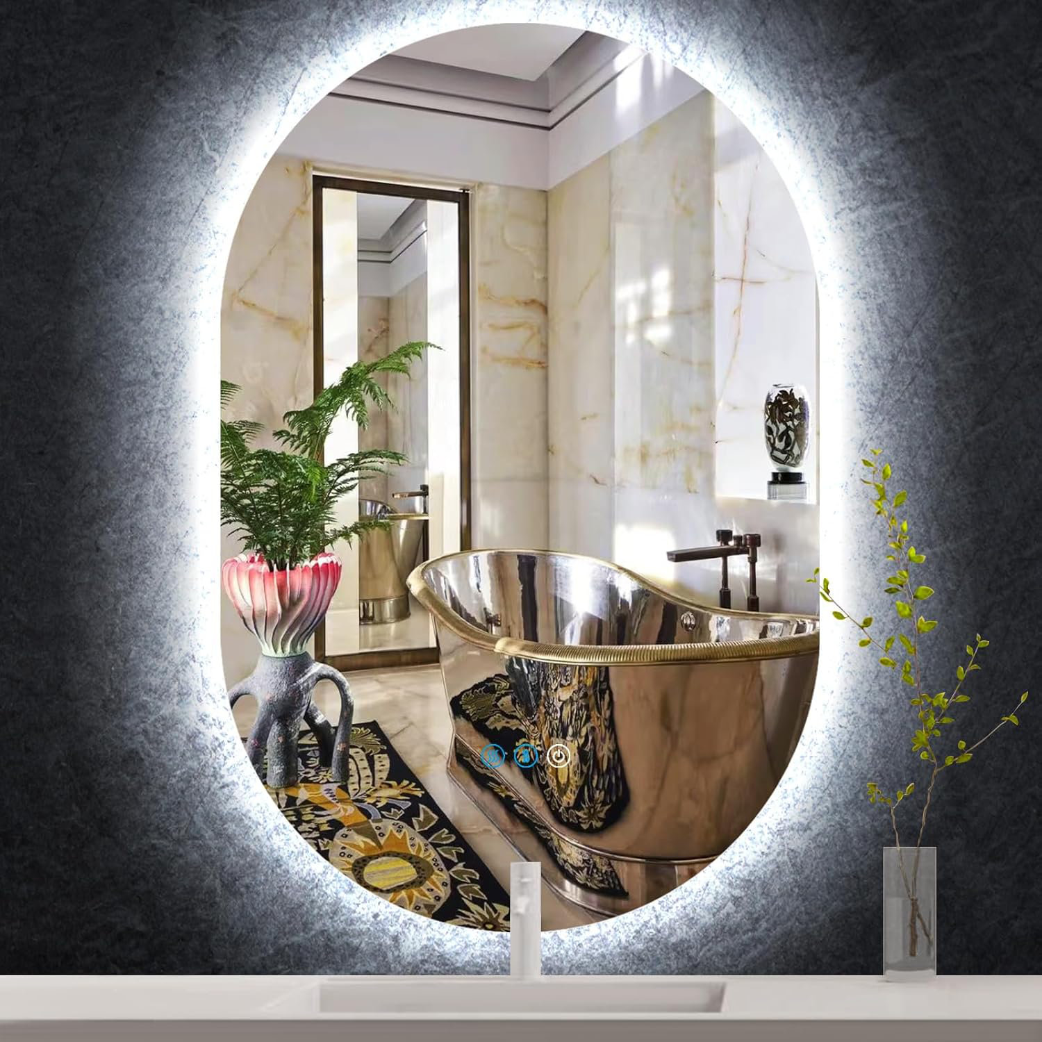 Ivy Bronx 40 X 30 Inch Oval Lighted Mirrorr For Bathroom Wall Led Oval ...