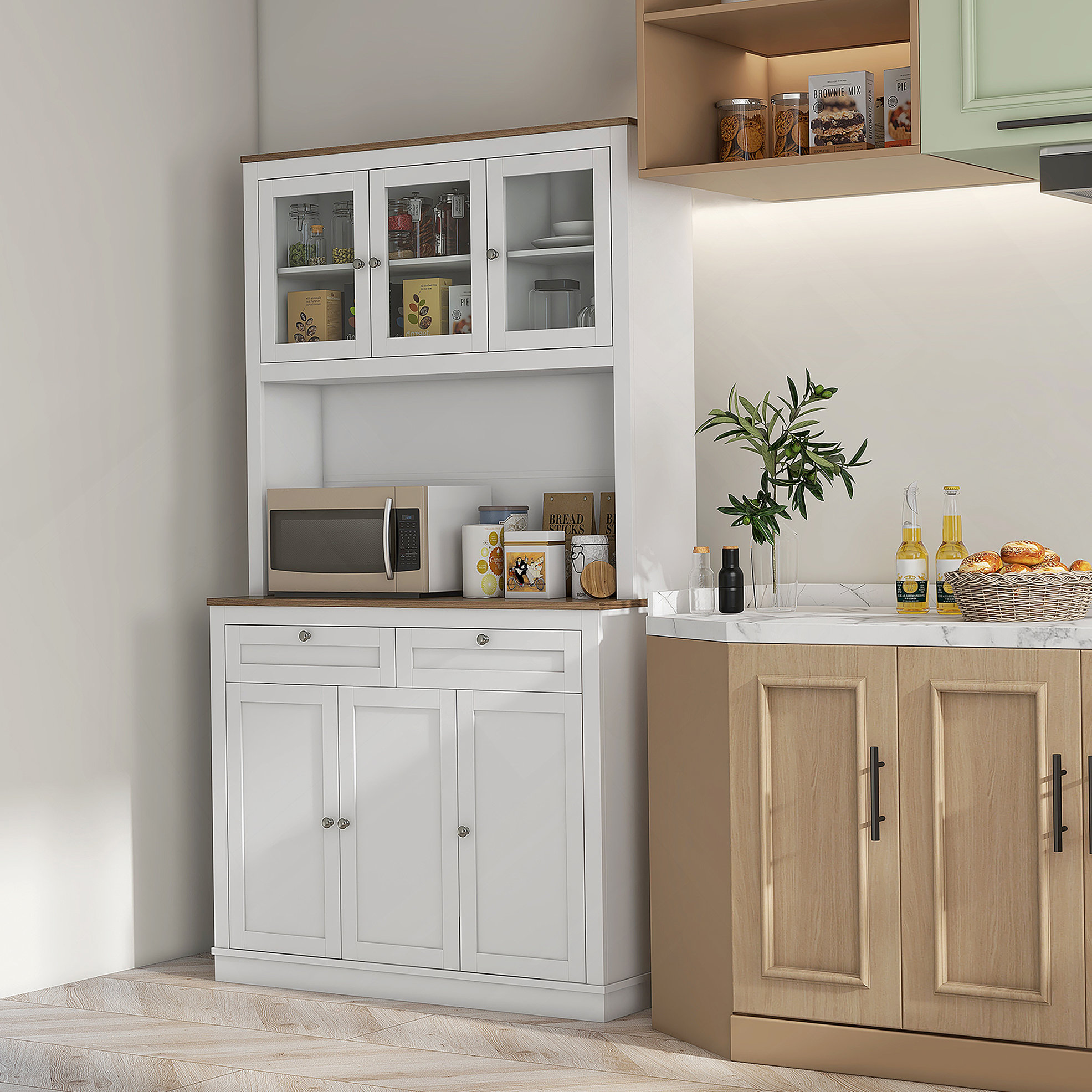 Lark Manor™ Pantry Cabinet with Adjustable Shelves, Doors and Drawers ...