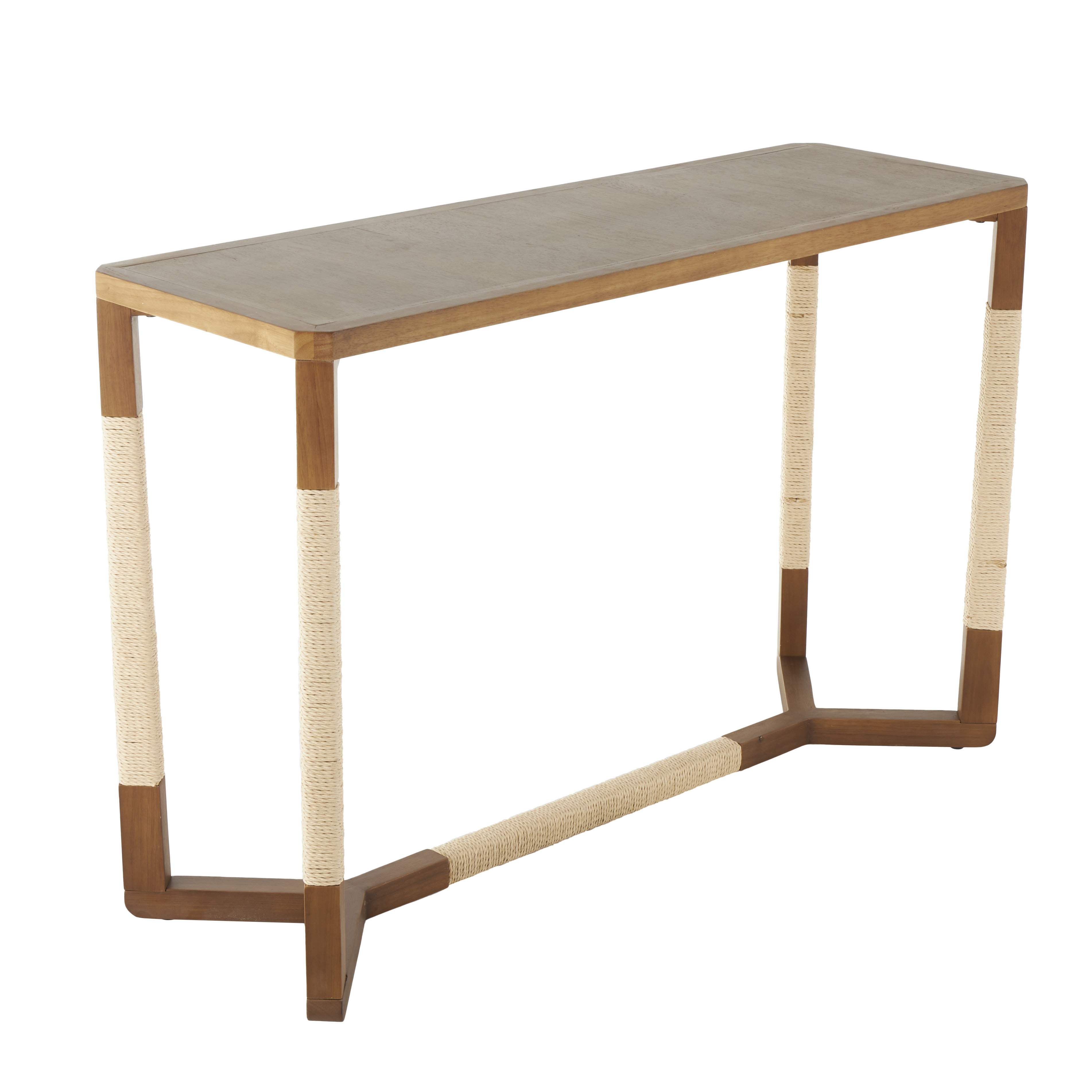 Breakwater Bay Cole And Grey Wooden Console Table With Rope Wrapped ...