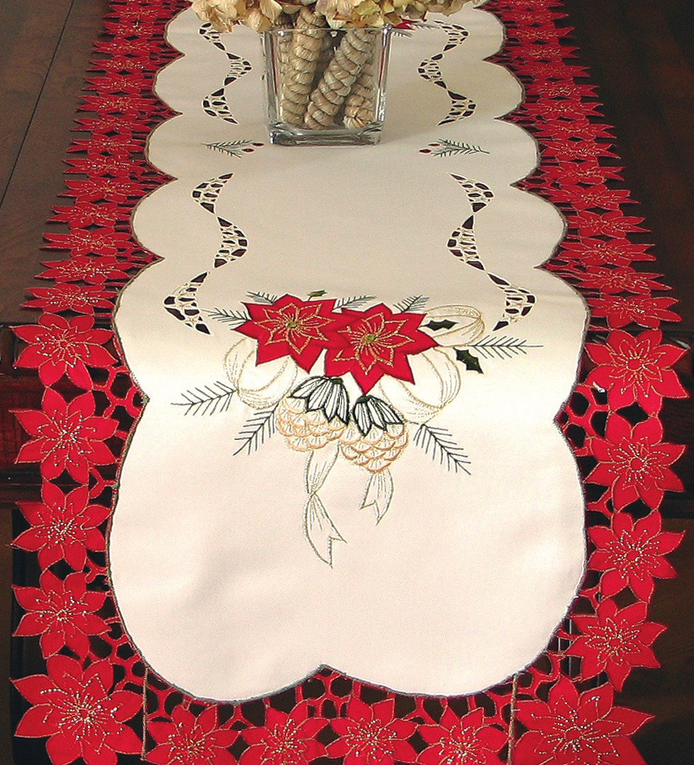 The Holiday Aisle® Juaria Rectangle Christmas Polyester Table Runner ...