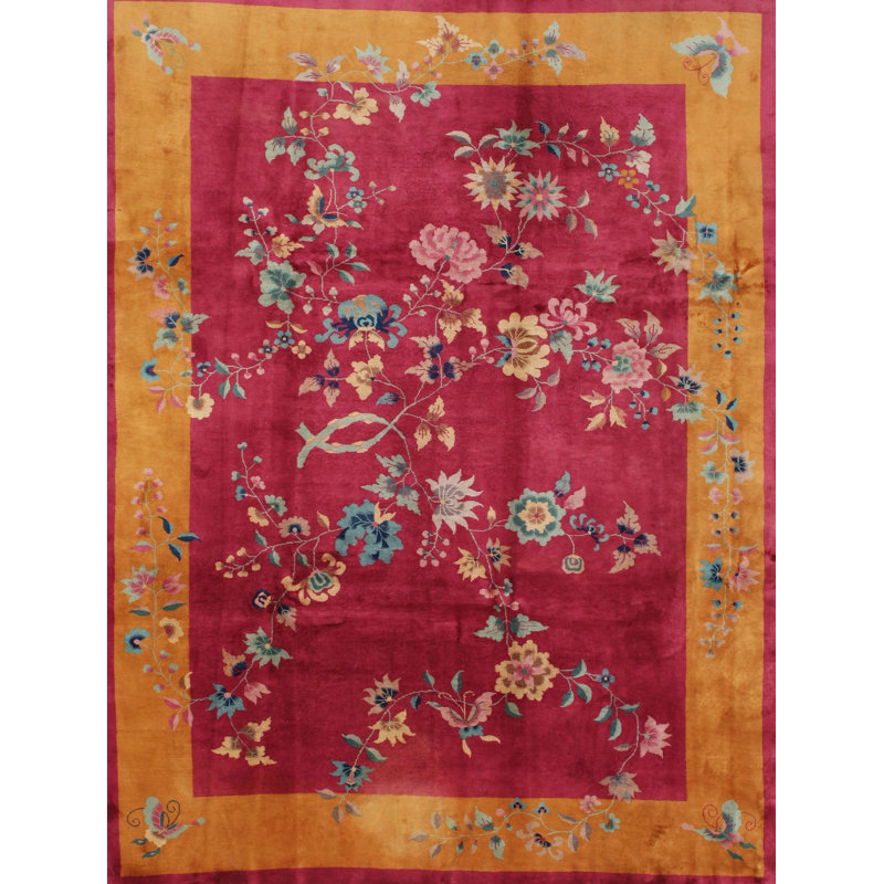 Bungalow Rose Guthrik Oriental Red/Orange/Blue Area Rug | Wayfair