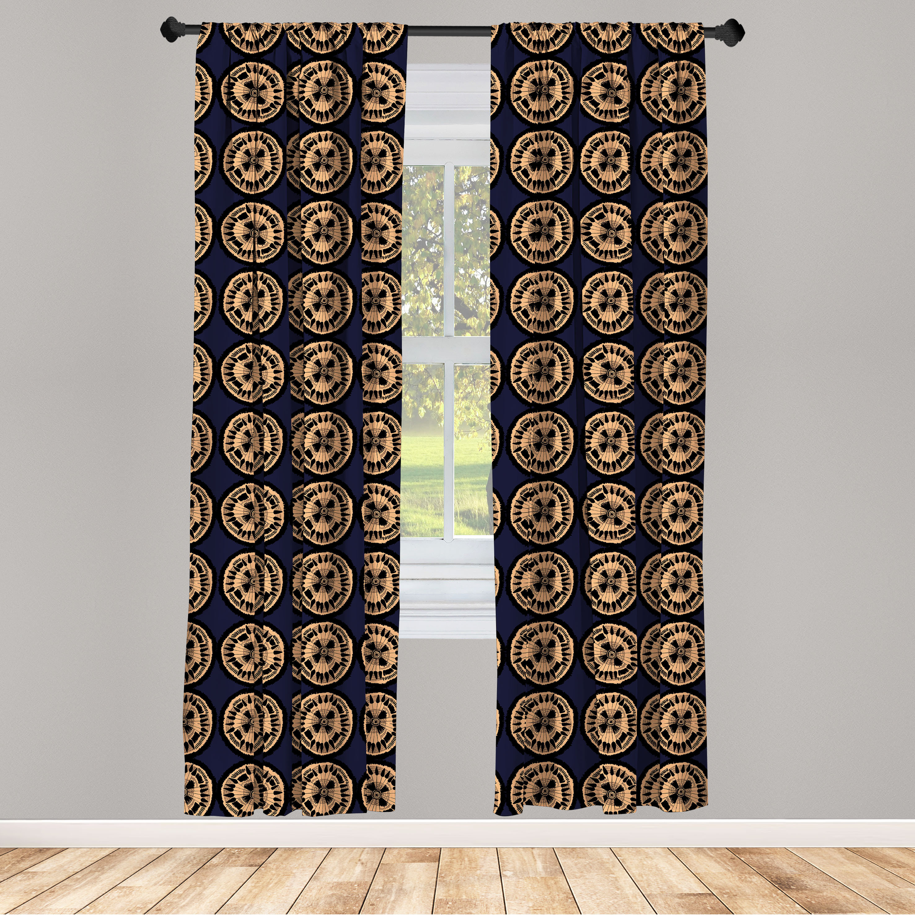 Bungalow Rose Abstract 4-Panel Curtains, Ethnic Circles Motifs Art ...