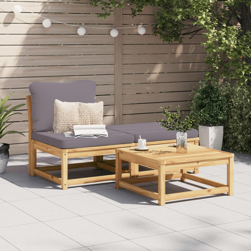Winston Porter 3 Piece Patio Lounge Set With Cushions Solid Wood Acacia ...