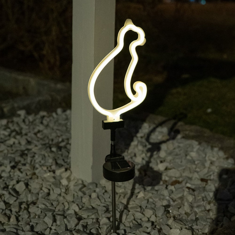 Arlmont & Co. Helkai Solar Powered LED Cat Silhouette Garden Stake ...