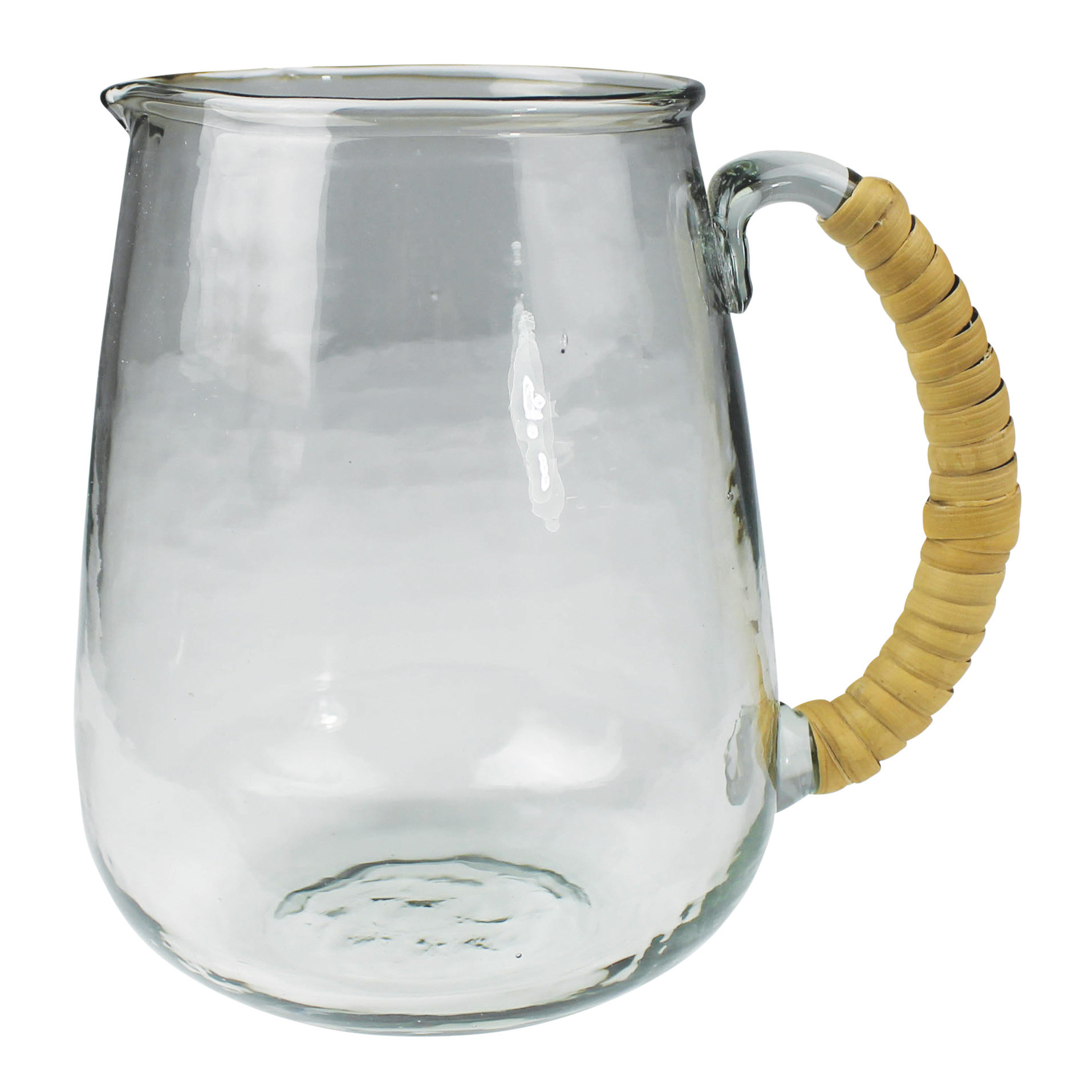 Dovecove Recycled Glass Pitcher with Rattan Handle | Wayfair